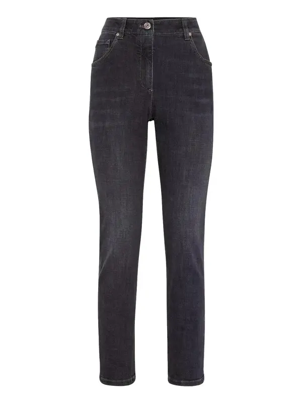 Brunello Cucinelli Patch Detail High-waisted Jeans - Black