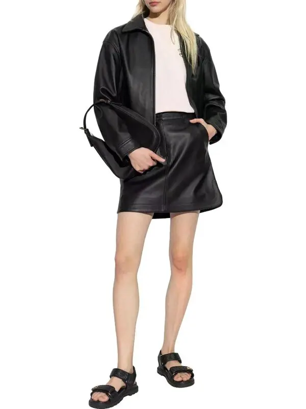 Maison Kitsuné Leather Skirt - Black