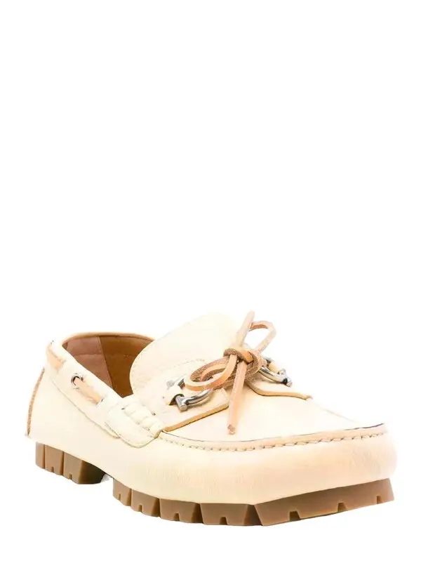 FERRAGAMO Injected Rock Leather Loafers - Neutrals
