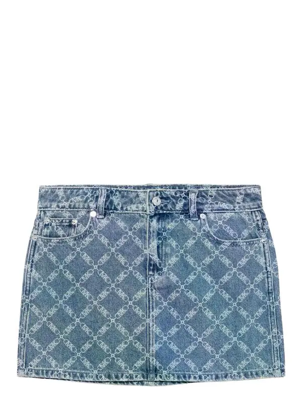 Michael Kors Monogram Print Denim Mini Skirt - Blue