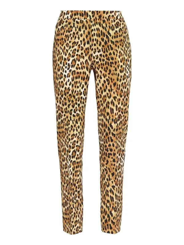 Moschino Animal Print Wool Blend Trousers - Neutrals