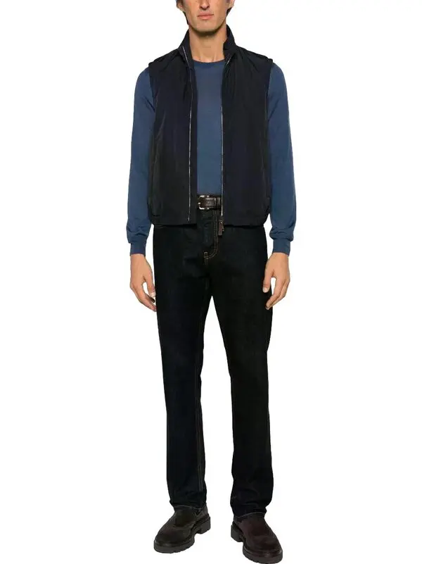 Canali Fine-knit Crew-neck Jumper - Blue