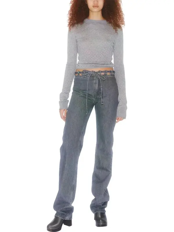 Filippa K Lace-waist Straight-leg Jeans - Grey