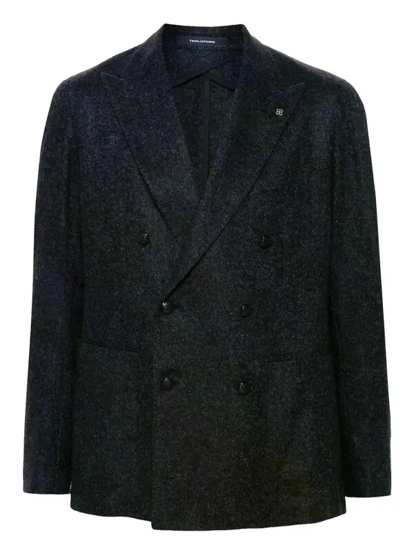 Tagliatore Herringbone Virgin Wool-blend Blazer - Blue