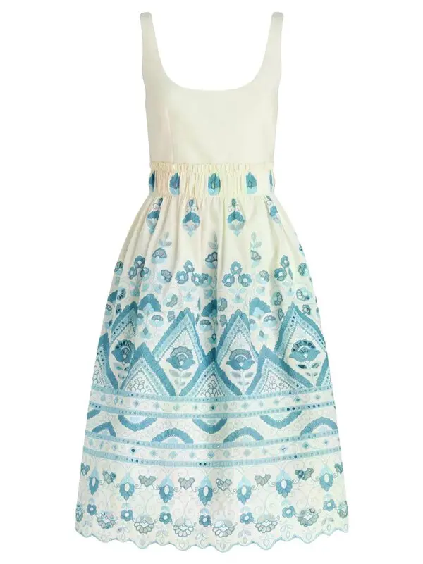 Etro Broderie Anglaise Flared Dress - Blue