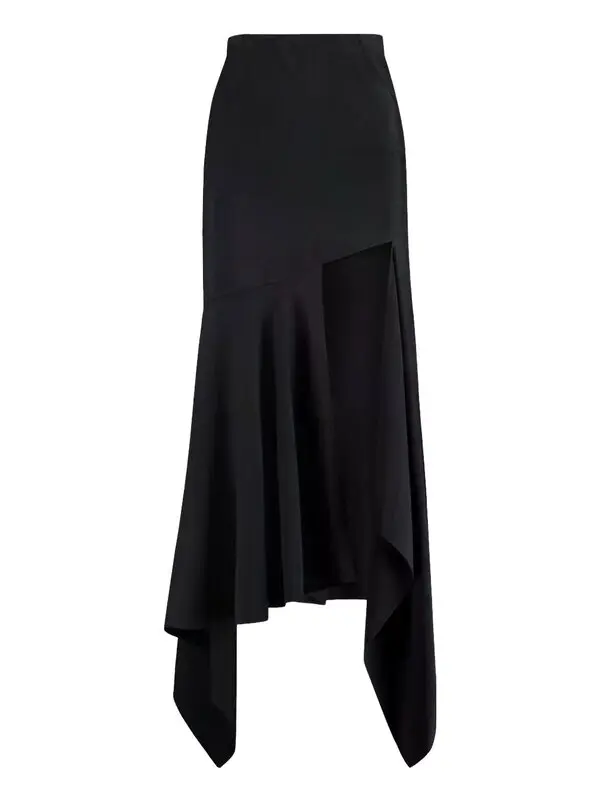 MUGLER Asymmetric Hem Crepe Skirt - Black