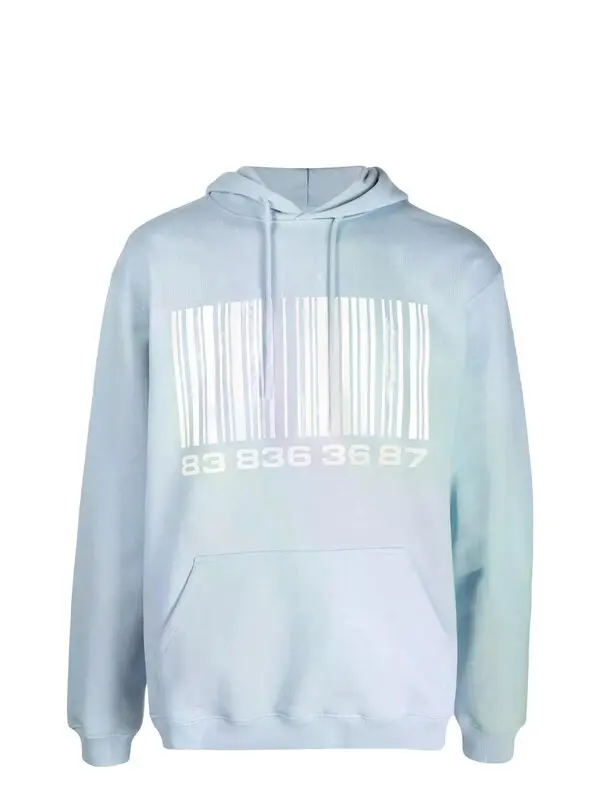 VTMNTS Cotton Blend Hoodie With Barcode Print - Blue