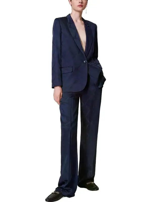 TWINSET Oval T-jacquard Palazzo Pants - Blue