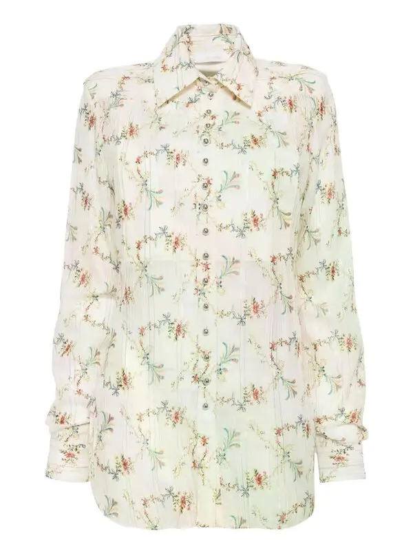 Rabanne Graphic Print Silk Blend Shirt - Neutrals