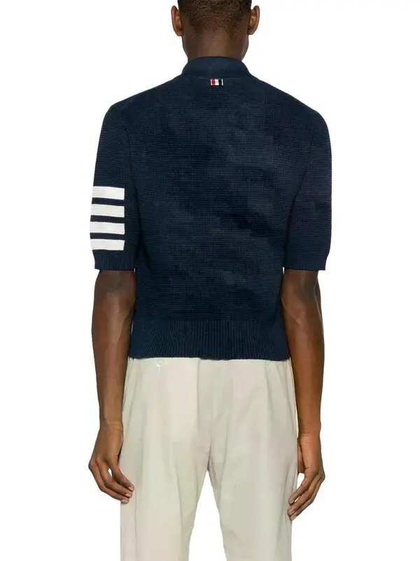 Thom Browne 4-bar Linen-blend Polo - Blue