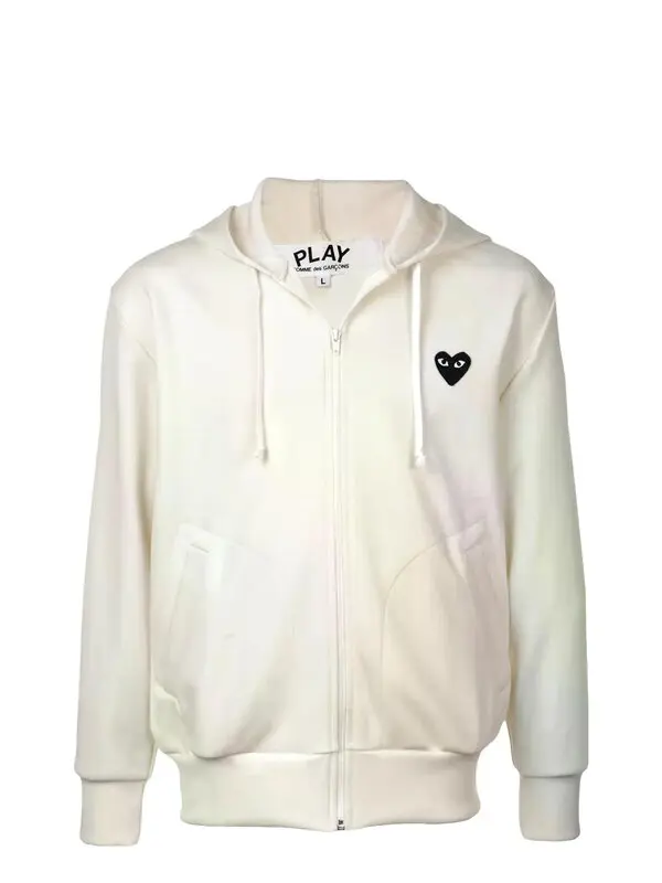 Play Comme Des Garcon Heart Logo Zip-up Hoodie - Neutrals