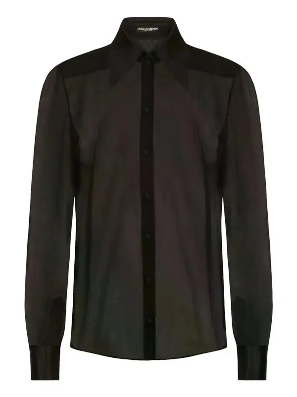 Dolce & Gabbana Silk Blend Semi-sheer Mesh Shirt - Black