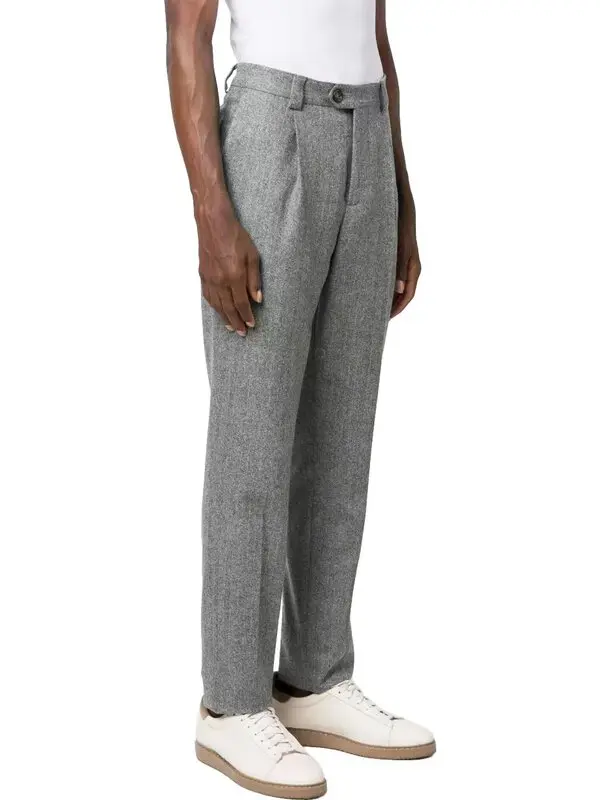 Brunello Cucinelli Pressed-crease Virgin Wool Trousers - Grey