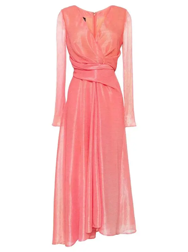 Talbot Runhof Metallic Wrap Midi Dress - Pink