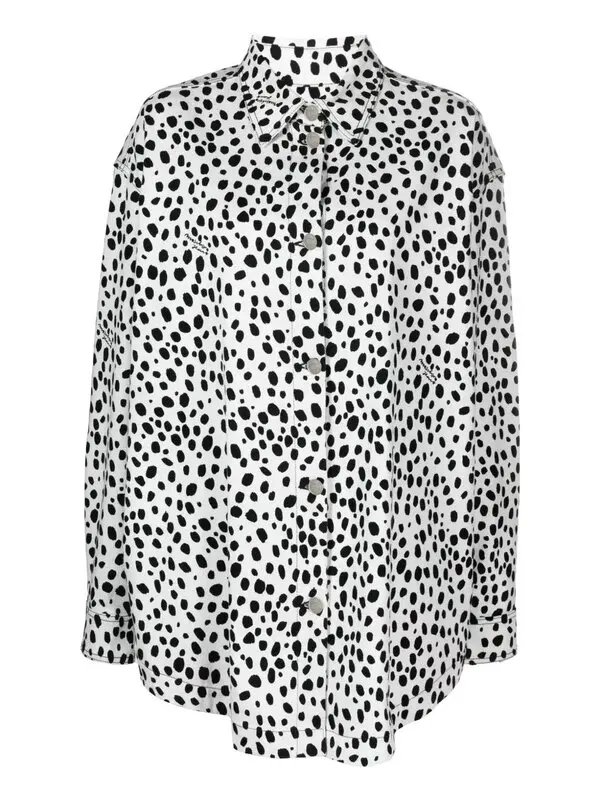 Moschino Dalmatian-print Shirt Jacket With All-over Logo - Black