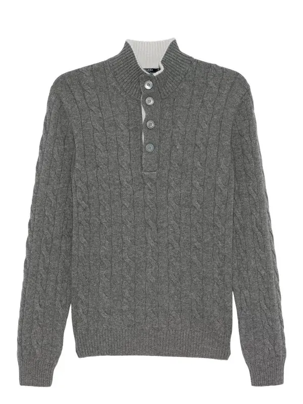 BARBA NAPOLI Cable Knit Sweater - Grey