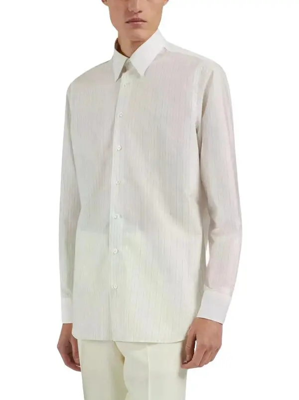 LARDINI Striped Button-up Shirt - White