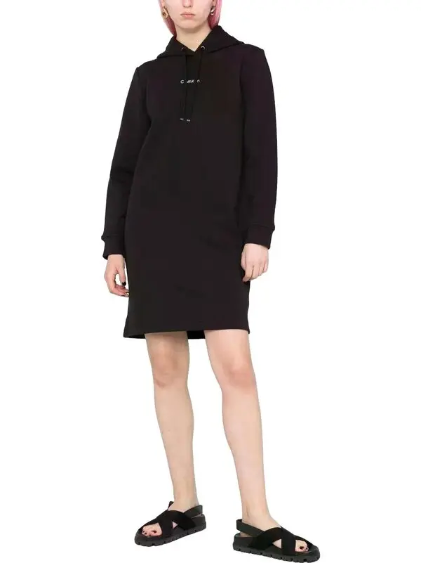 Calvin Klein Logo-print Hoodie Short Dress - Black