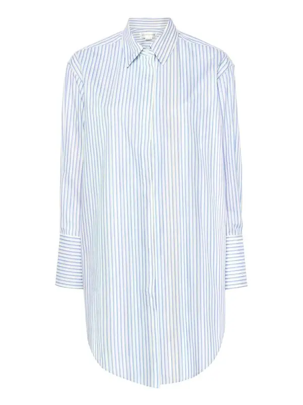 Victoria Beckham Striped Organic Cotton Shirt - Blue