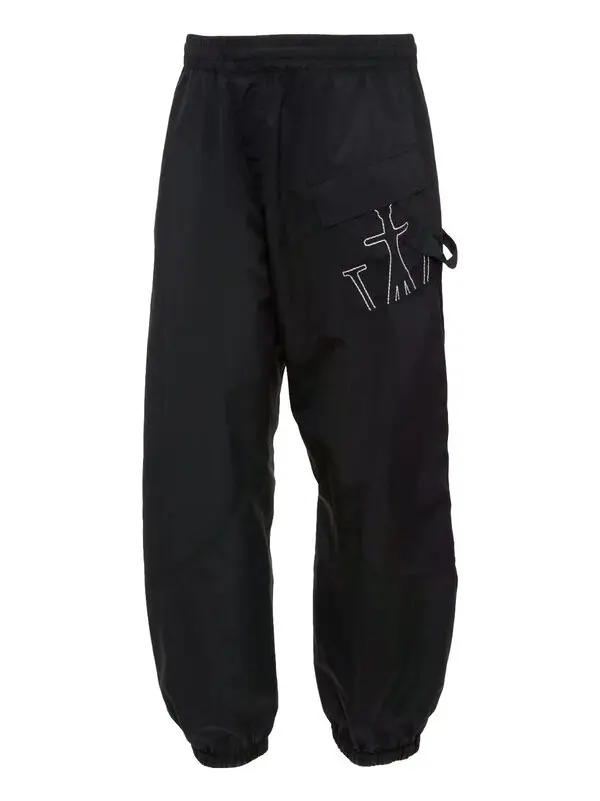 JW Anderson Anchor-embroidered Twisted Track Pants - Black