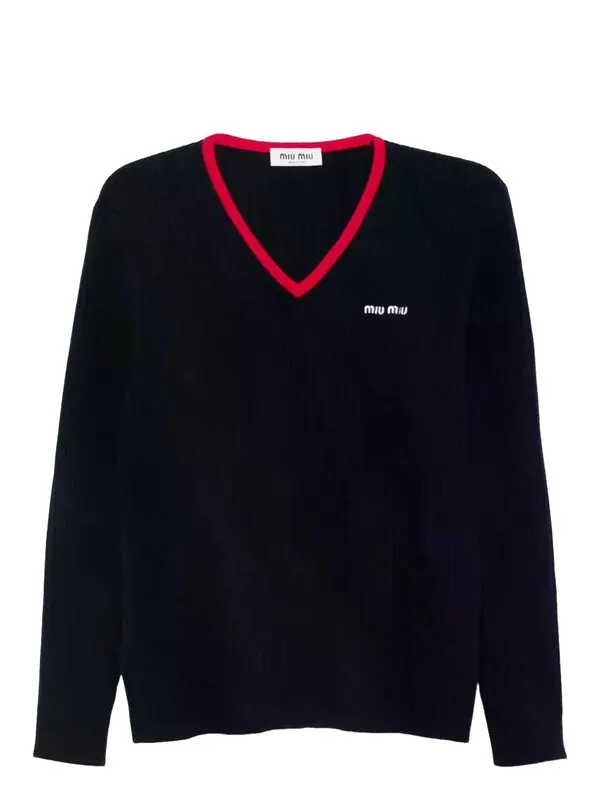 Miu Miu Cashmere Blend V-neck Sweater - Blue