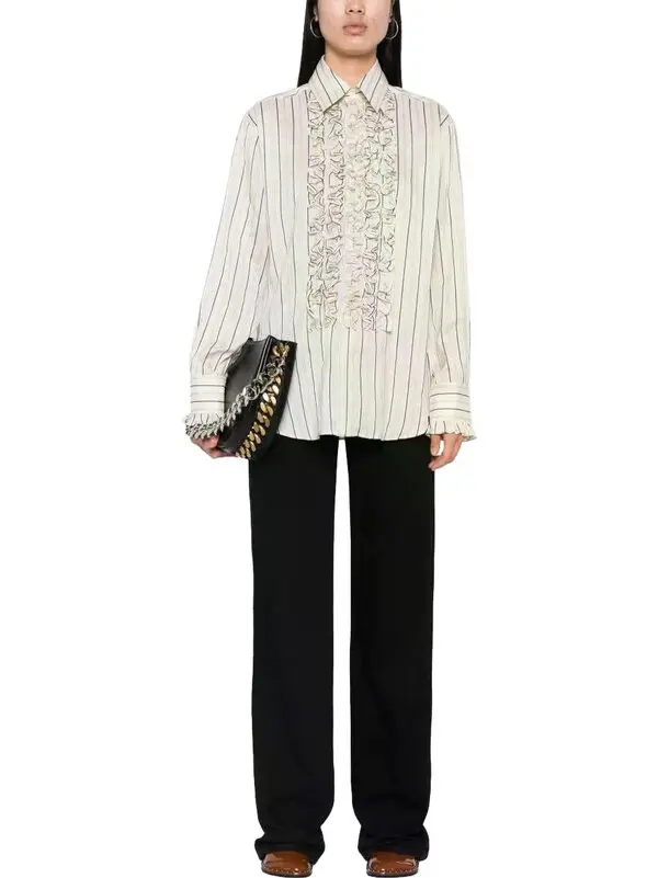 Stella McCartney Striped Ruffled Shirt - Neutrals