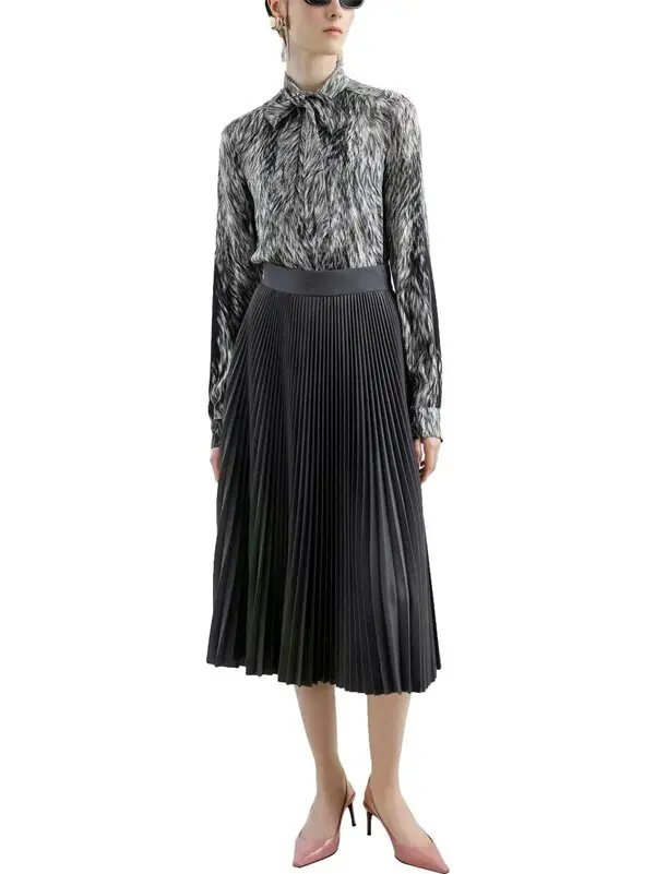 Dolce & Gabbana Animal Print Pussy-bow Blouse - Grey
