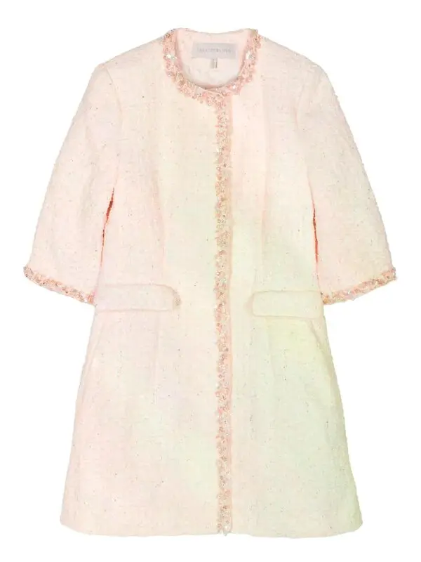 Shiatzy Chen Beaded-trim Tweed Coat - Pink