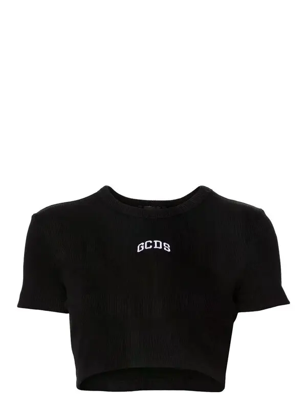 Gcds Logo Cropped T-shirt - Black