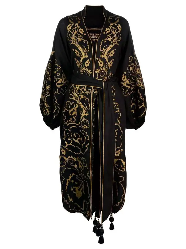 Yuliya Magdych Embroidered Linen Dress - Black