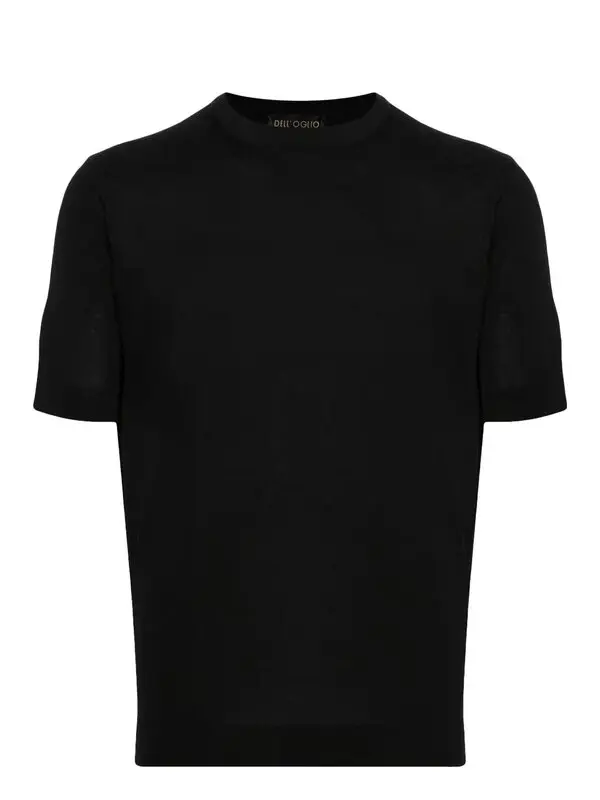 DELL'OGLIO Crew-neck Cotton T-shirt - Black