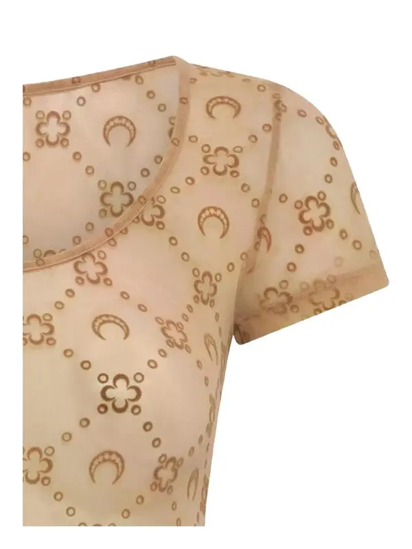 MARINE SERRE Mesh Flocked Top - Neutrals