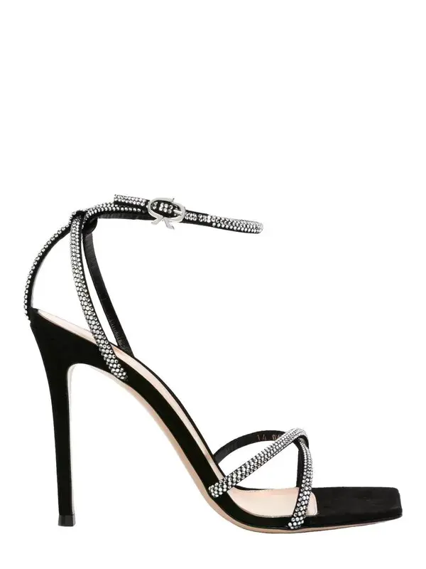 GIANVITO ROSSI Embellished Suede High Heel Sandals - Black
