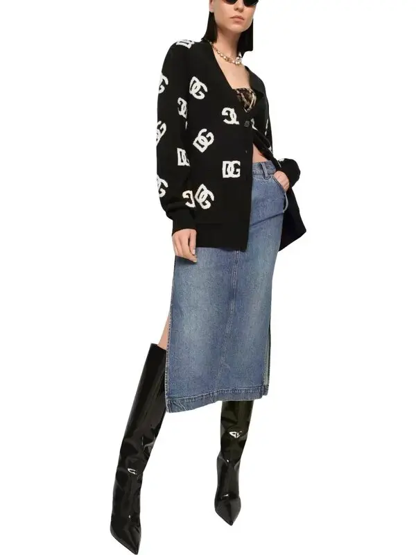 Dolce & Gabbana Dg Monogram Virgin Wool Cardigan - Brown