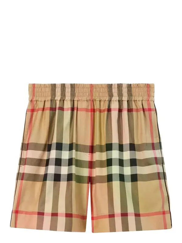 Burberry Check Cotton Twill Shorts - Neutrals