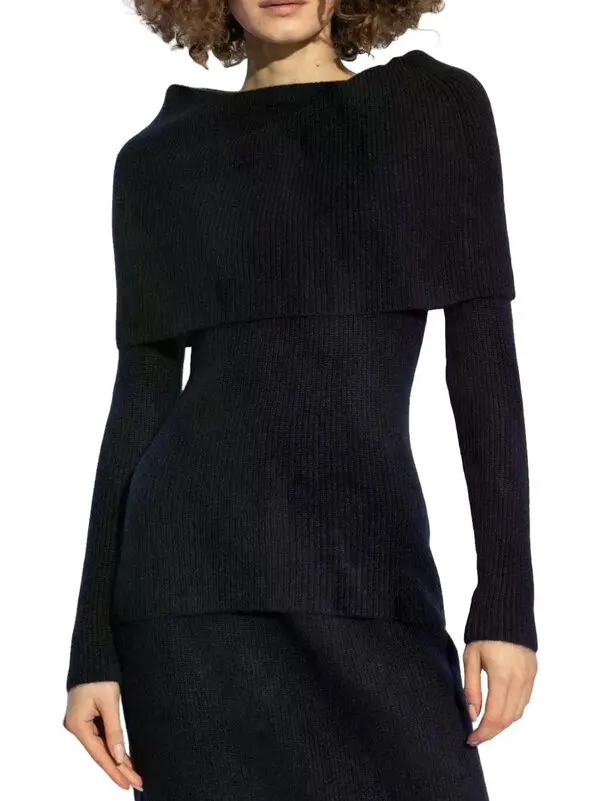 Fabiana Filippi Off-shoulder Ribbed Knit Sweater - Blue