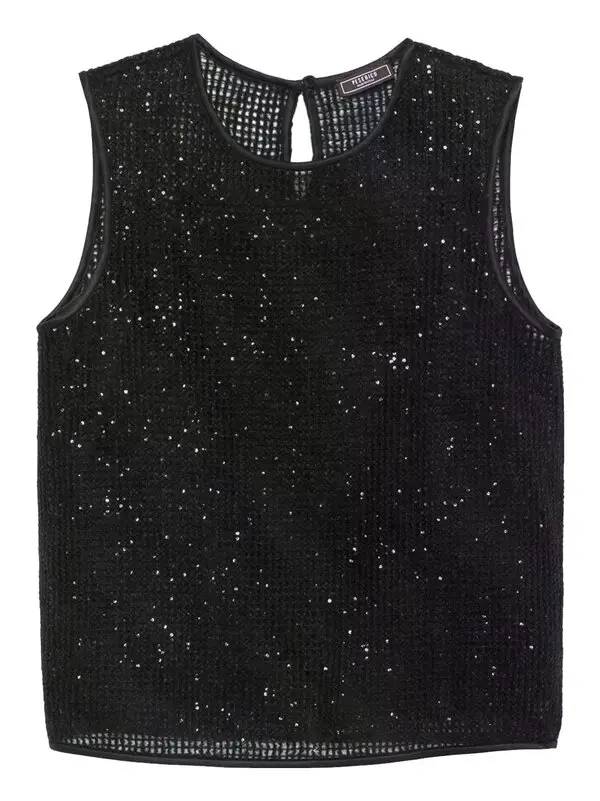 Peserico Open-knit Sequined Top - Black