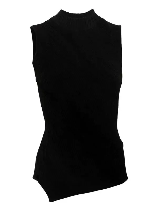 TOTEME Almaz Asymmetric Ribbed Tank Top - Black