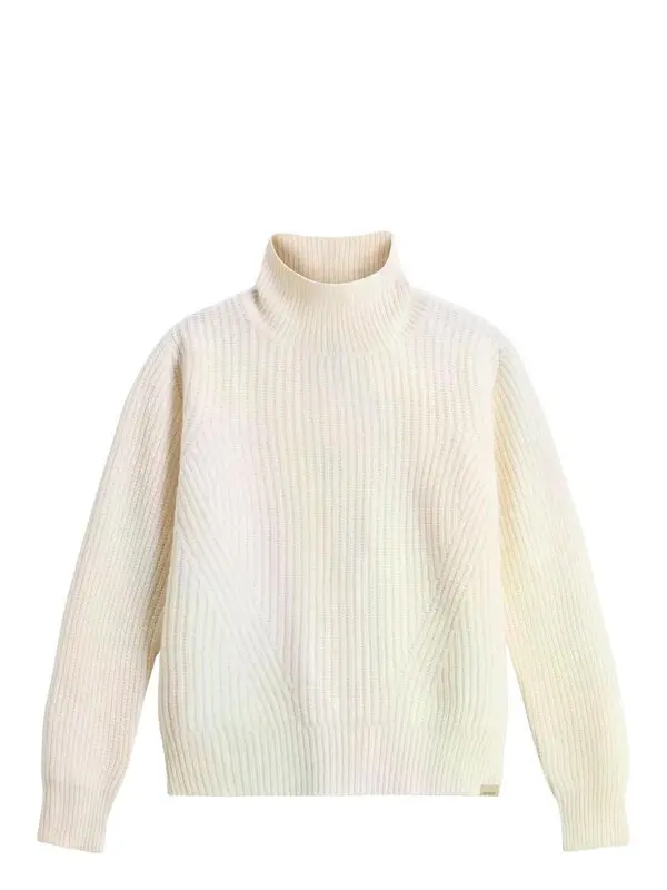 Woolrich Virgin Wool Ribbed High Neck Sweater - Neutrals