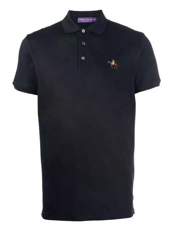 Ralph Lauren Purple Label Embroidered Logo Polo Shirt - Blue