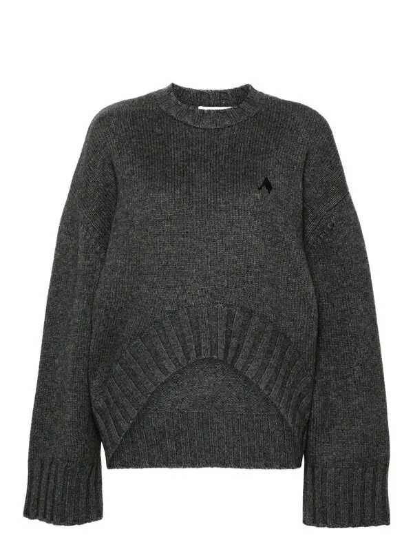 Attico Charcoal Wool-cashmere Blend Ribbed-knit Sweater - Grey