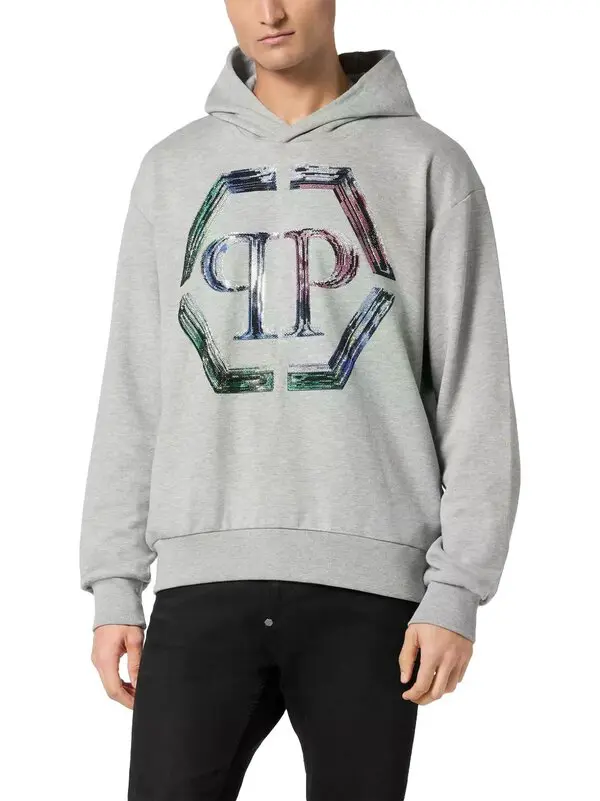 Philipp Plein Hexagon Logo Hoodie - Grey