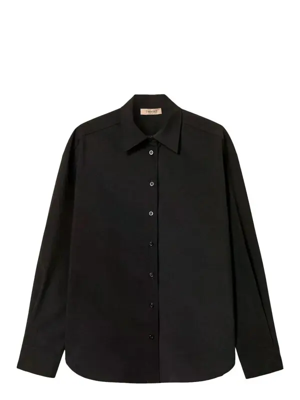 TWINSET Wool-blend Shirt With Spread Collar - Black