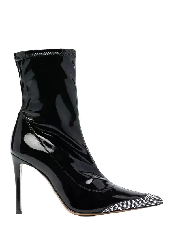 Alexandre Vauthier 105mm Crystal-embellished Patent-leather Boots - Black