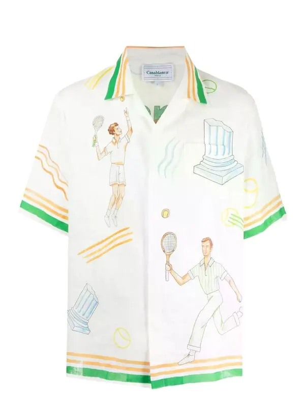 Casablanca Logo-print Linen Shirt - Multicolour