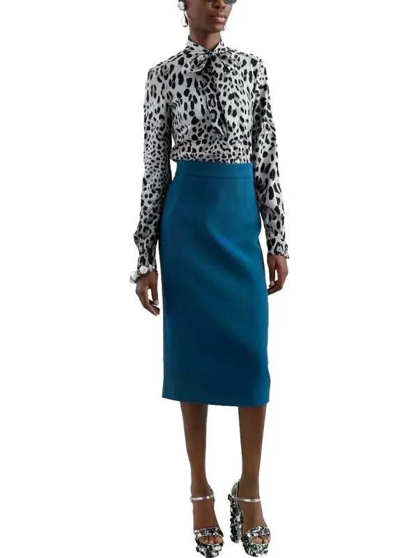 Dolce & Gabbana Animal Print Pussy-bow Blouse - Grey