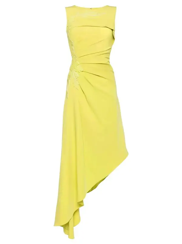 SAIID KOBEISY Gathered Crepe Asymmetric Dress - Green