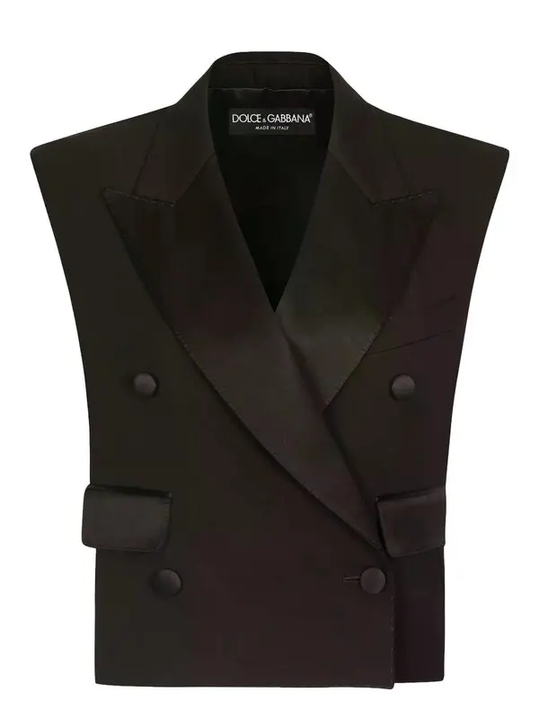 Dolce & Gabbana Double-breasted Gabardine Gilet - Black
