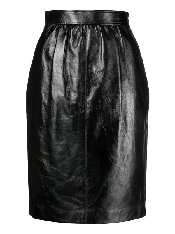 Saint Laurent High-waisted Leather Pencil Skirt - Black