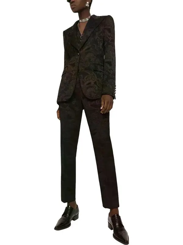Dolce & Gabbana Floral-jacquard Single-breasted Blazer - Black